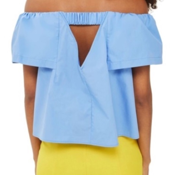 Topshop | Tops | Nwt Topshop Blue Off Shoulder Cut Out Crop Blouse ...